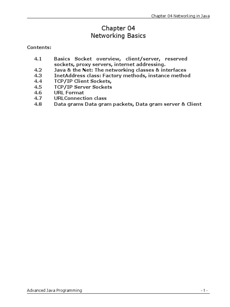 Networking Basics Chapter 04 Networking In Java Pdf Port Computer Networking Internet