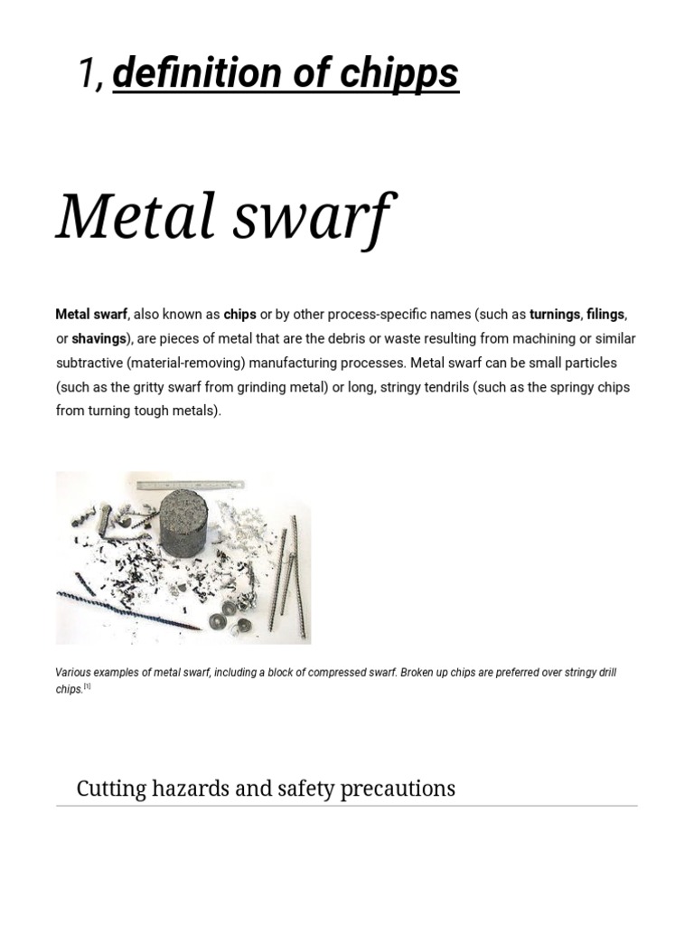 Metal Swarf: Types, Formation & Handling | PDF | Machining | Materials