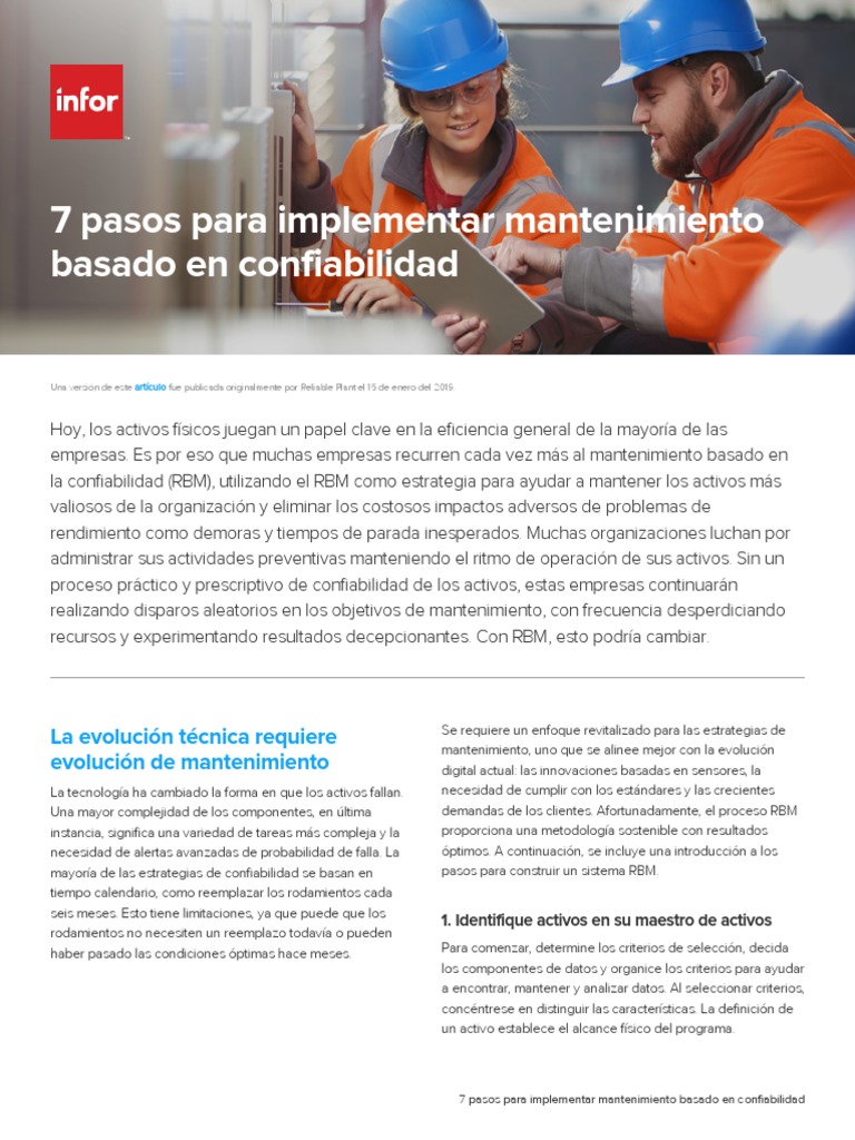 7 Steps For Implementing Reliability Based Maintenance Spanish Pdf
