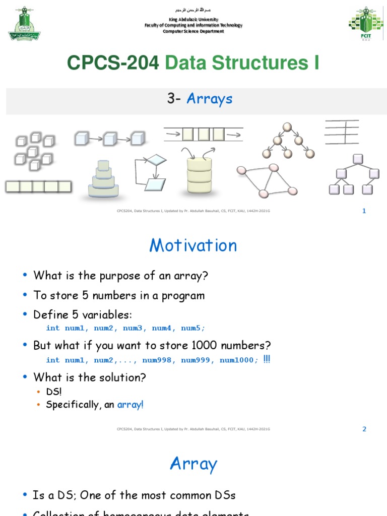CPCS-204: Data Structures I | PDF | Matrix (Mathematics) | Integer ... CPCS-204: Data Structures I | PDF | Matrix (Mathematics) | Integer ...