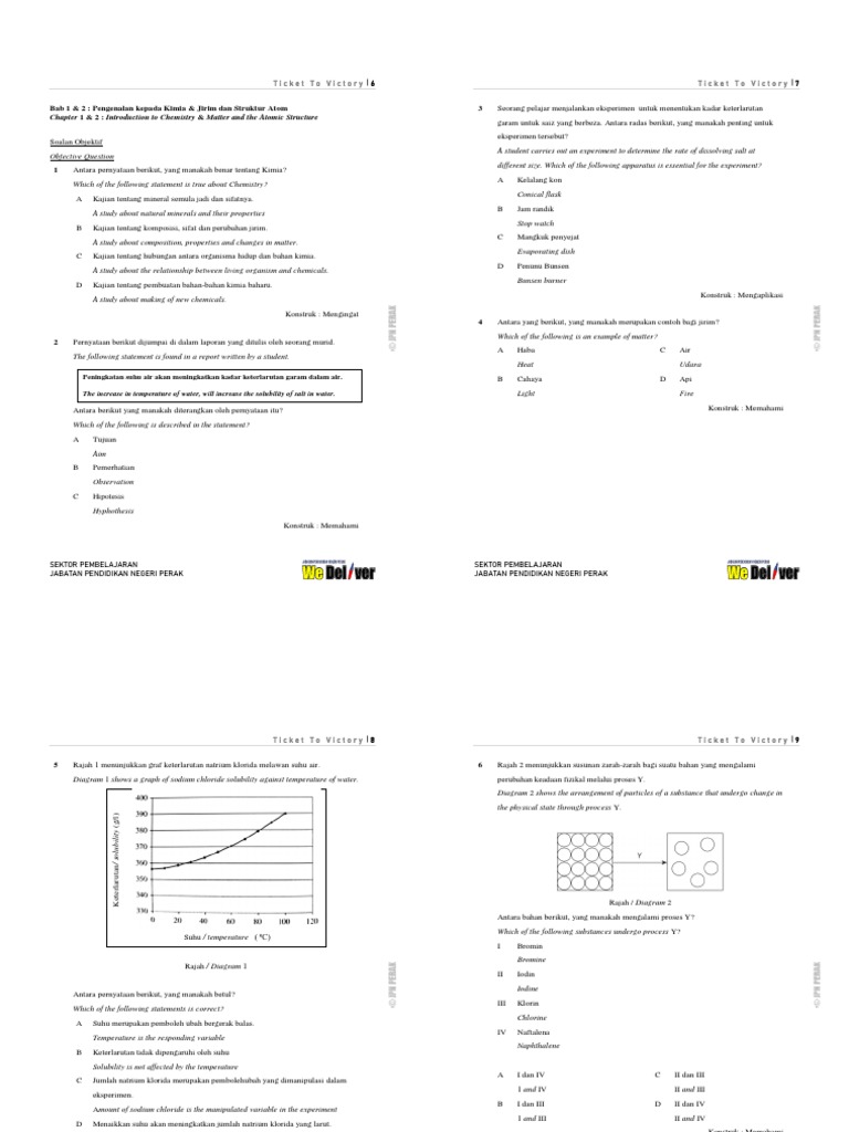 Form 4 Chemistry Practices | PDF | Atoms | Proton