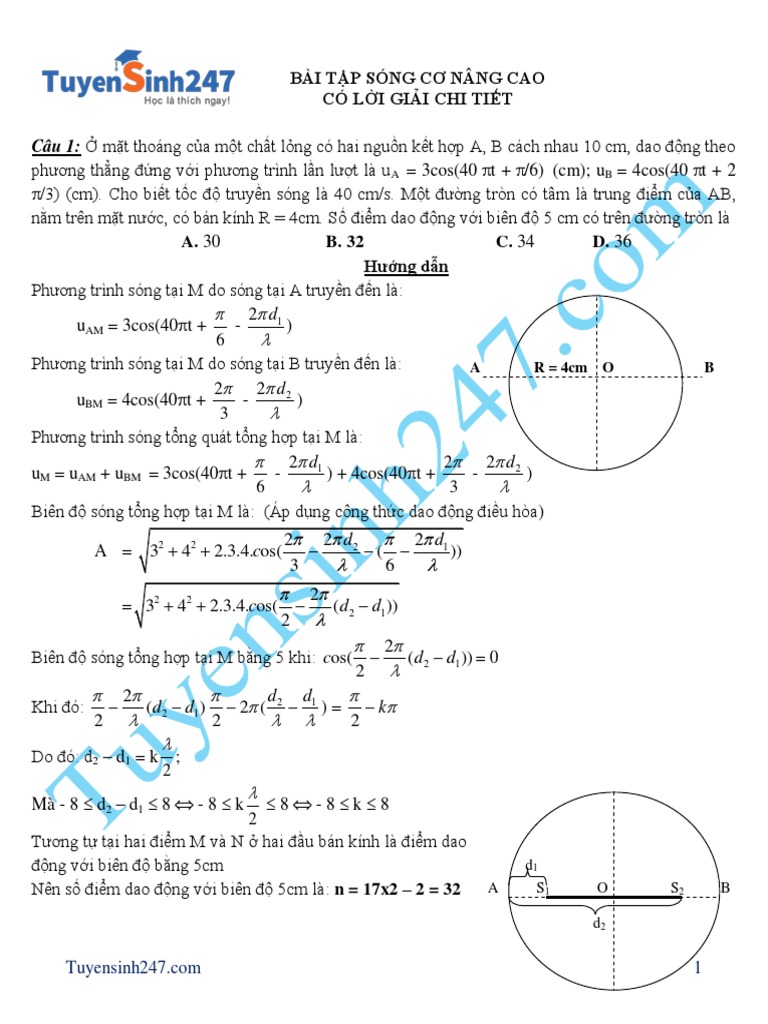 Bai Tap Song Co Nang Cao Co Loi Giai Chi Tiet | PDF
