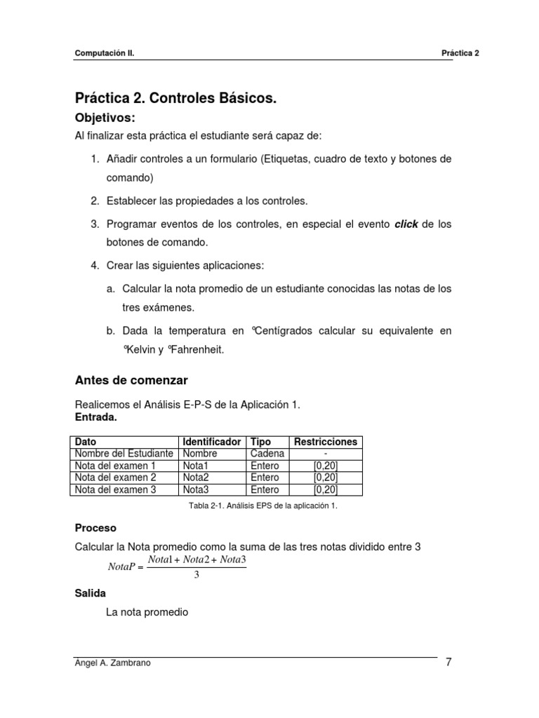 Configuración y programación de controles básicos en Visual Basic 6.0 para el cálculo de la nota ...