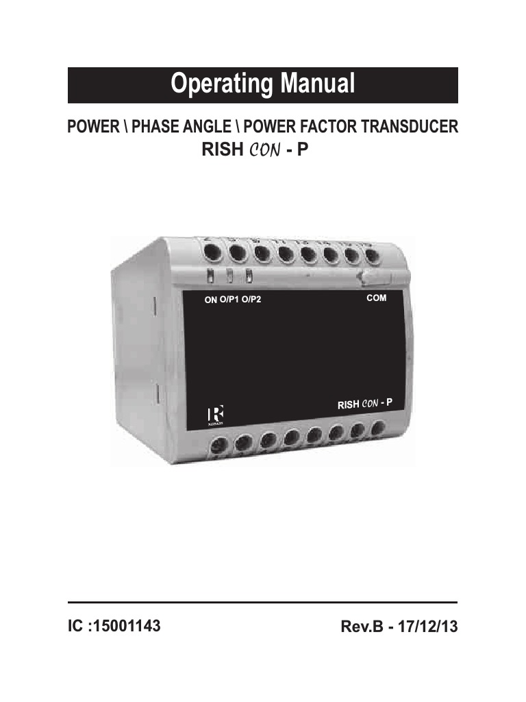 Operating Manual: Power / Phase Angle / Power Factor Transducer | PDF ...