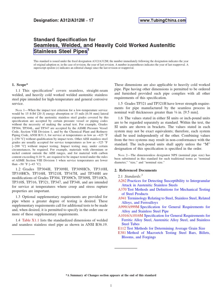 Astm A312 | PDF | Pipe (Fluid Conveyance) | Steel