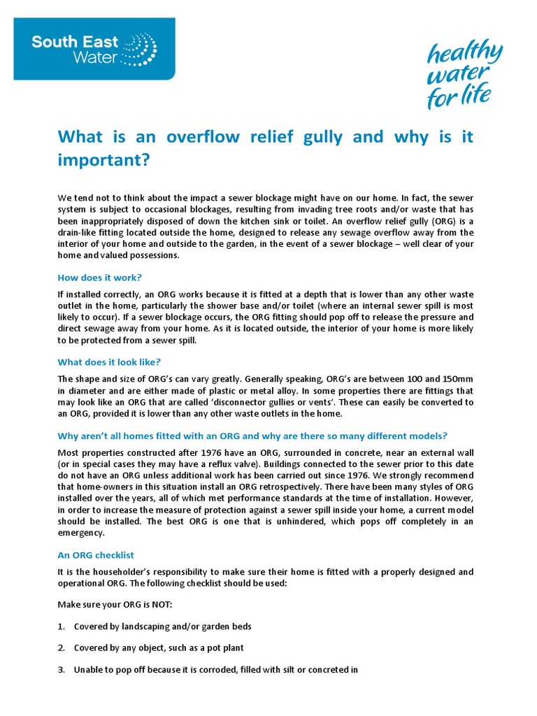 What Is An Overflow Relief Gully and Why Is It Important? | PDF ...