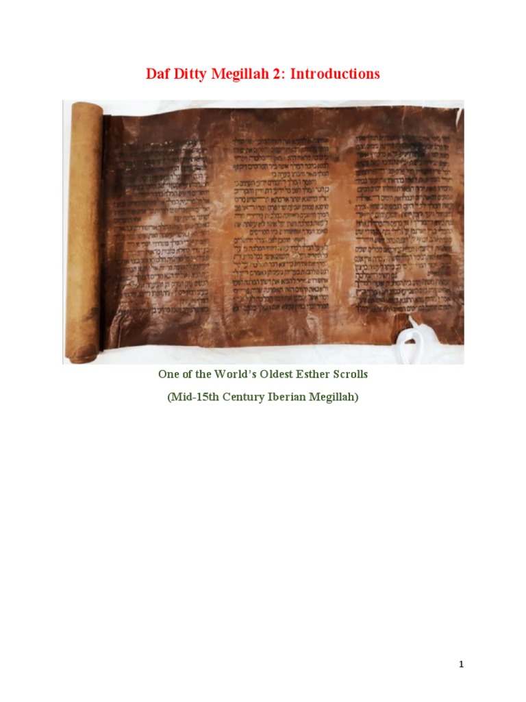 Daf Ditty Megillah 2: Introductions: One of The World's Oldest Esther ...
