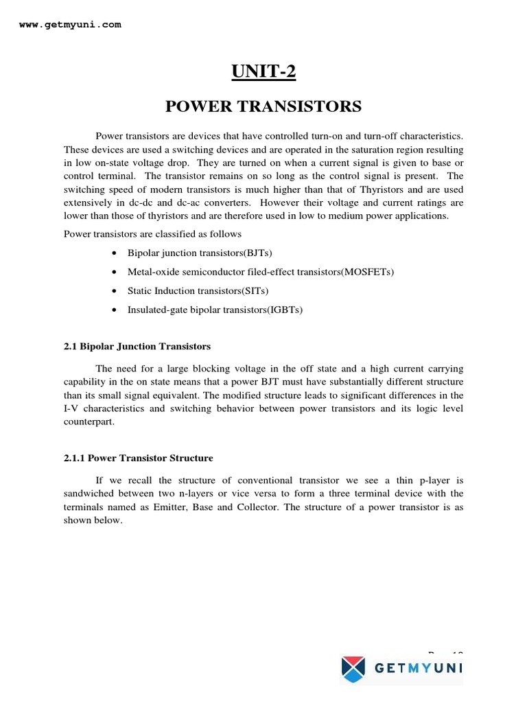 Power-Electronics Power-Transistors Notes | Download Free PDF | Field ...