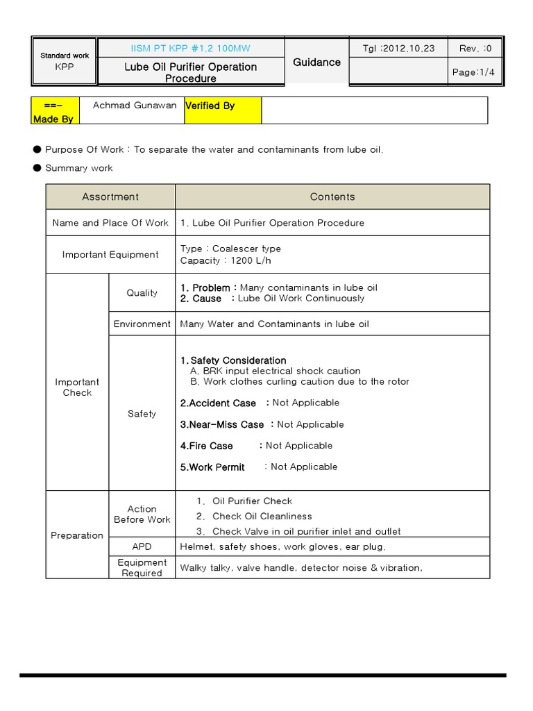 Lube Oil Purifier Guide for Technicians | PDF | Valve | Lubricant