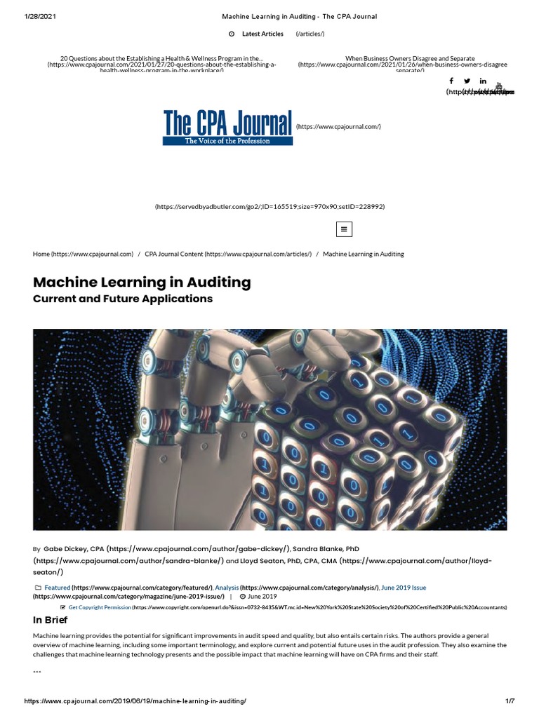 Machine Learning in Auditing: Current and Future Applications | PDF ...