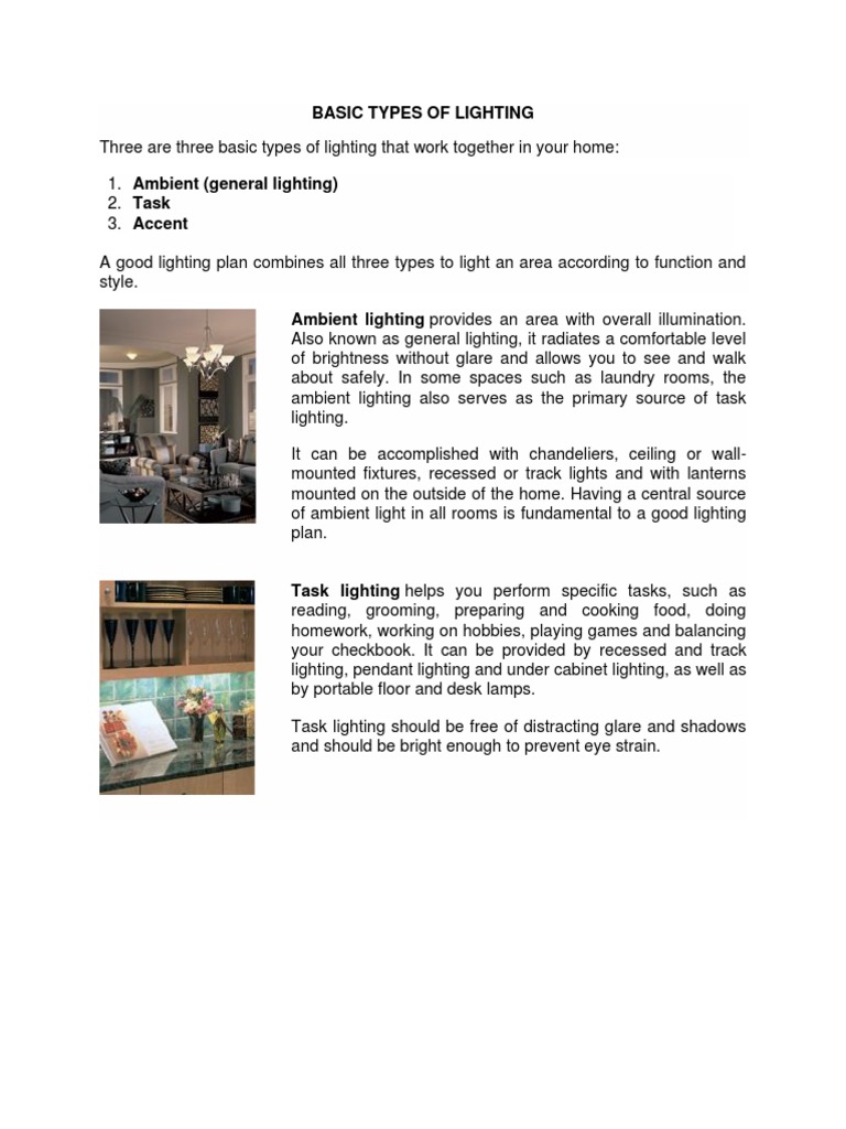 Basic Types of Lighting | PDF | Incandescent Light Bulb | Compact ...