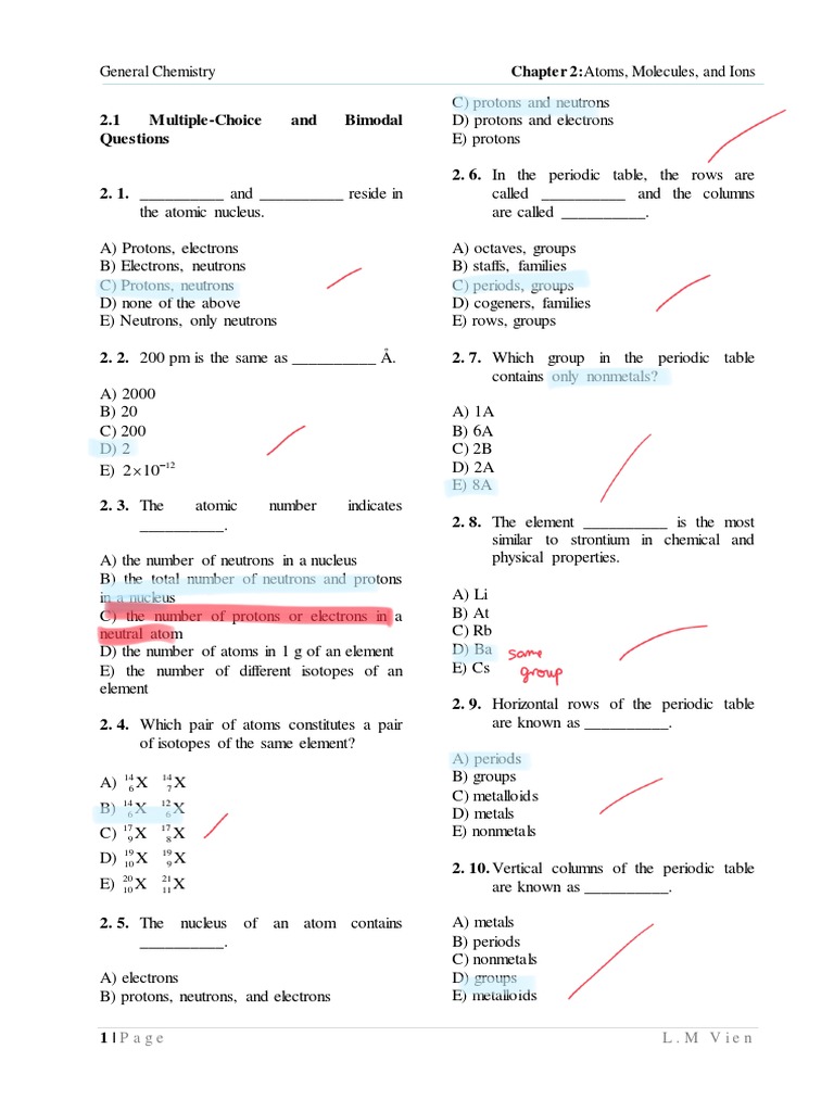 General Chemistry: Chapter 2:atoms, Molecules, and Ions | PDF ...