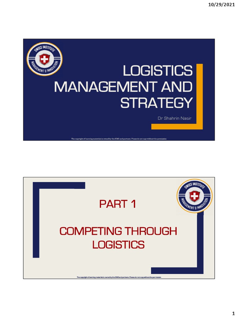 Chapter 1 - Logistics and The Supply Chain | PDF | Logistics | Supply Chain