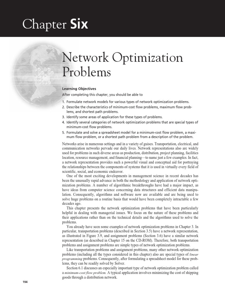 Chapter 6 Network Optimization Problems | PDF | Mathematical Optimization | Linear Programming