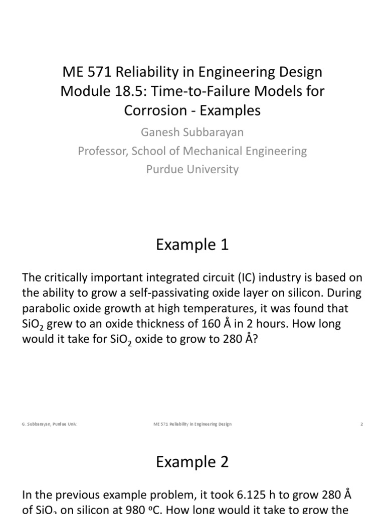 ME 571 Reliability in Engineering Design Module 18.5: Time-to-Failure ...