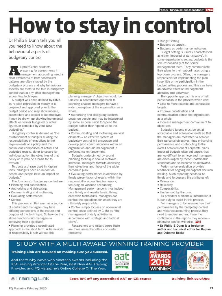 How To Stay in Control | PDF | Budget | Accounting