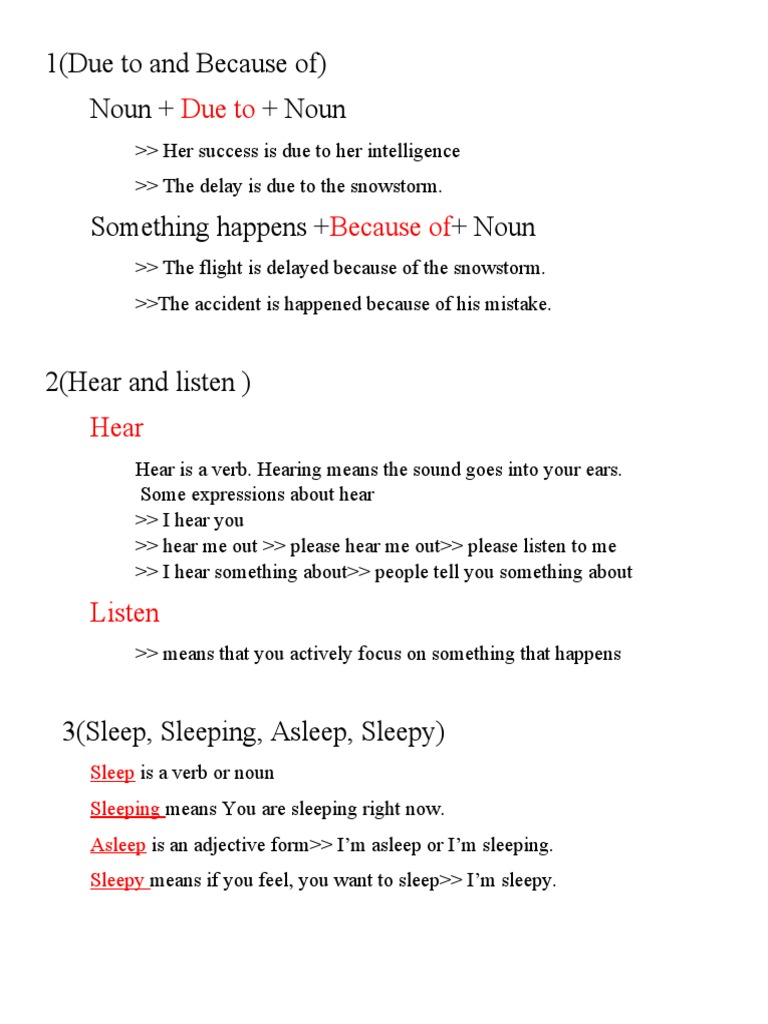 1 (Due To and Because Of) Noun + + Noun | PDF