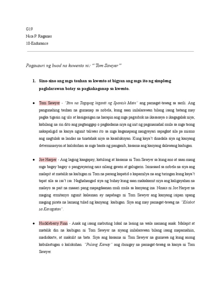 Pagsusuri NG Nobela Filo g19 | PDF