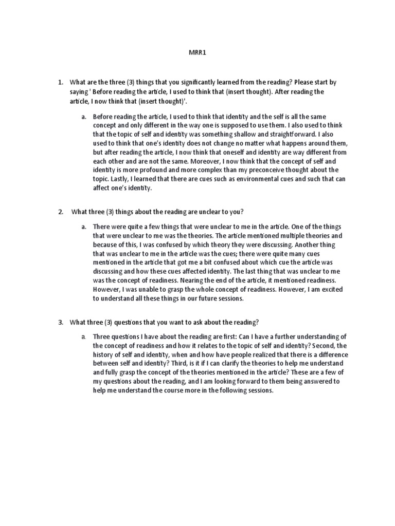 Ged101 MRR1 | PDF | Identity (Social Science) | Self