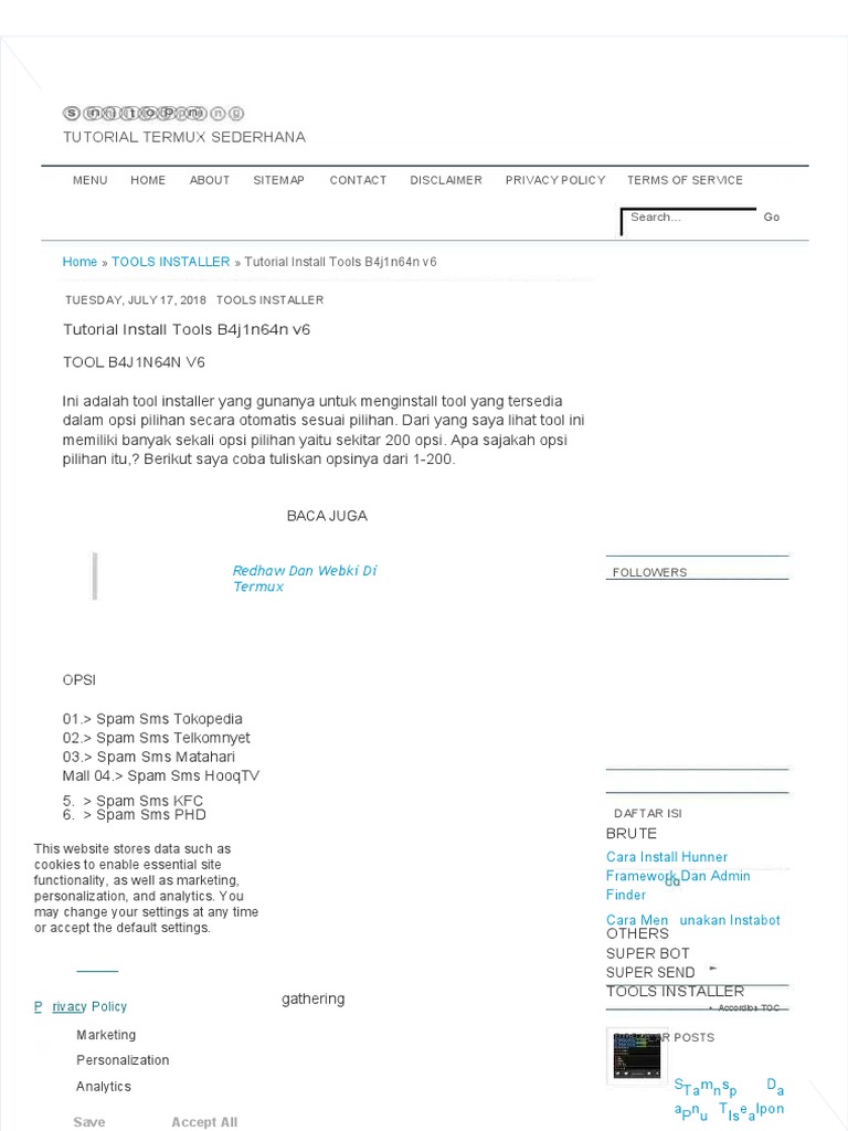 PDF 200 Tools Termux Sfile | PDF | Analytics | Http Cookie