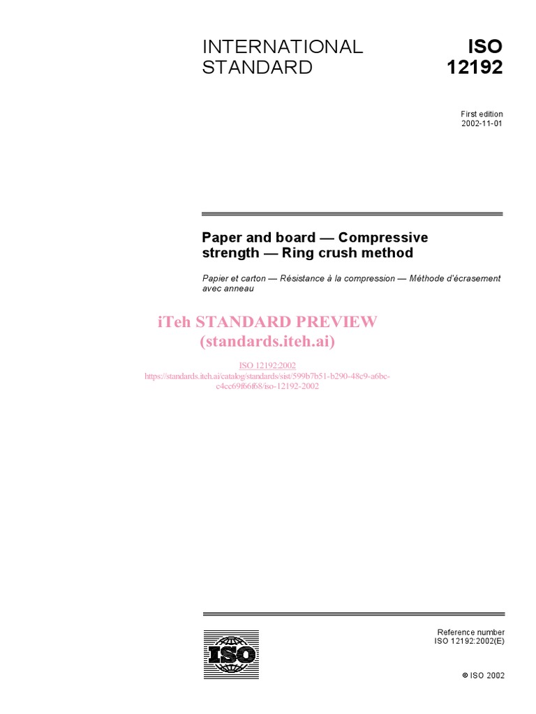 ISO 12192-2002 Ring Crush Testing-RCT | PDF | International ...