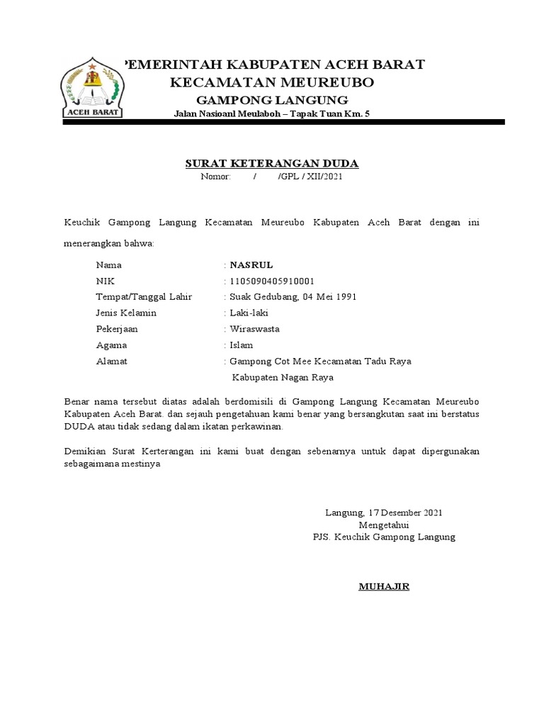 Keterangan Duda Cot Mee | PDF