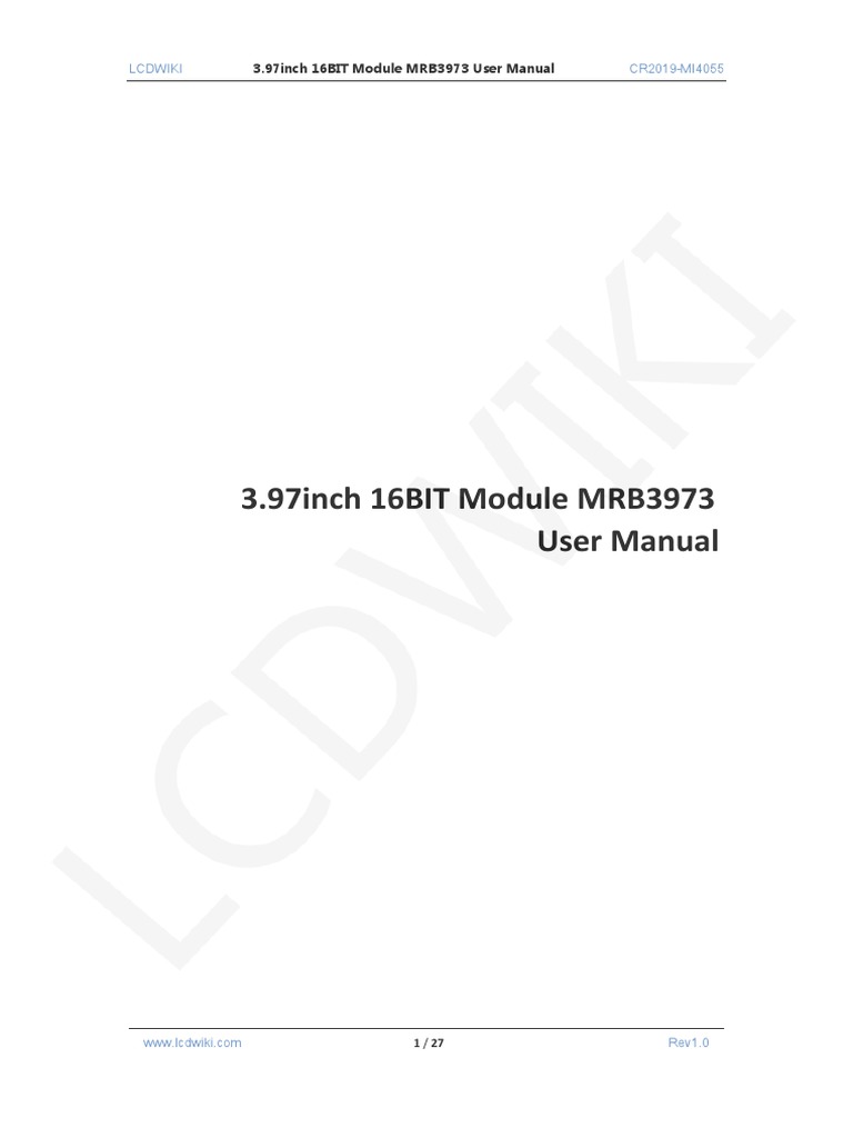 3.97inch 16BIT Module MRB3973 User Manual: Lcdwiki CR2019-MI4055 | PDF ...