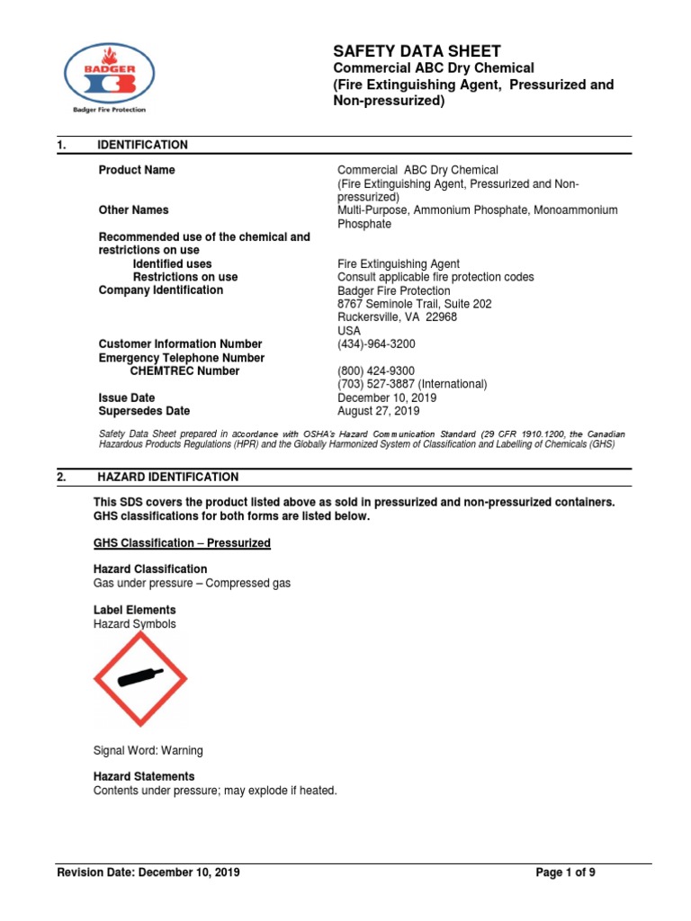 MSDS Dry Chemical | PDF | Materials | Occupational Safety And Health