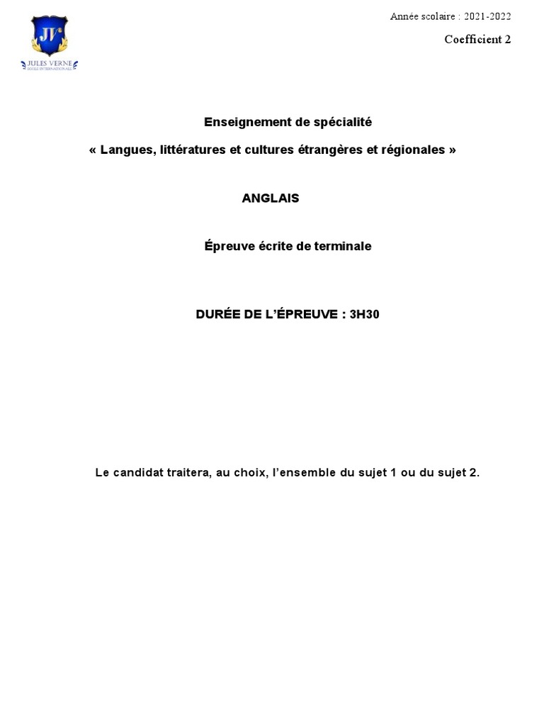 Tle Llce Devoir Commun | PDF | Much Ado About Nothing