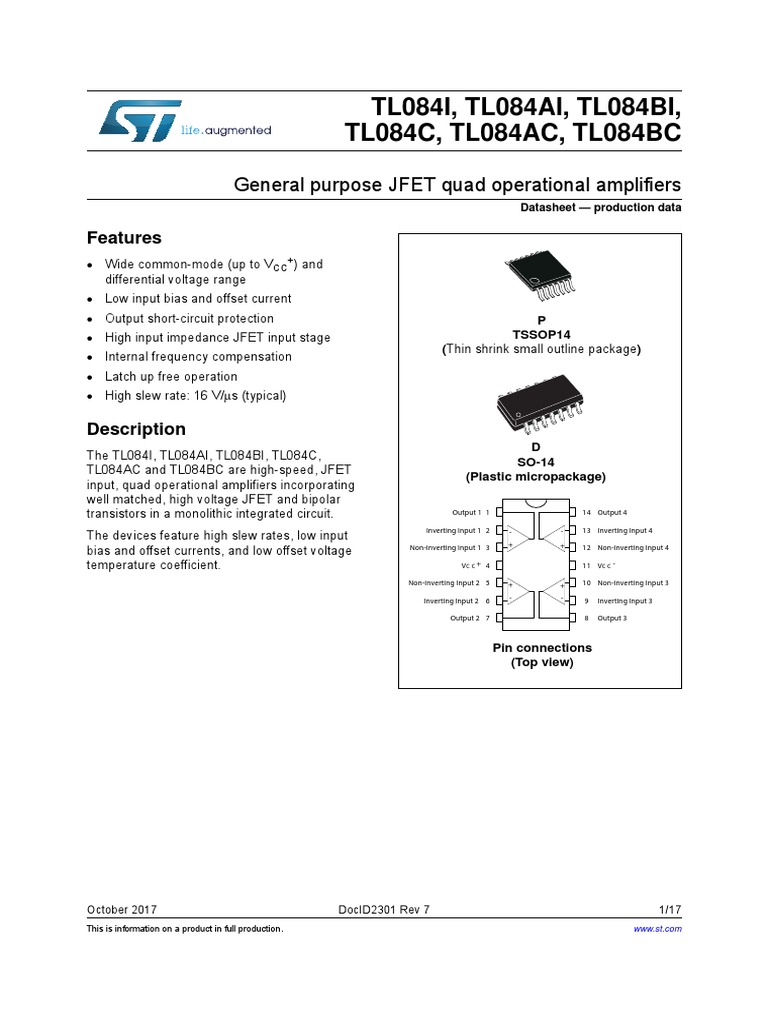 TL084I, TL084AI, TL084BI, TL084C, TL084AC, TL084BC: General Purpose ...