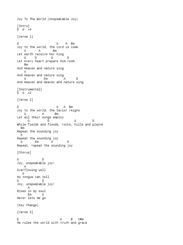 Joy To The World (Unspeakable Joy) | PDF