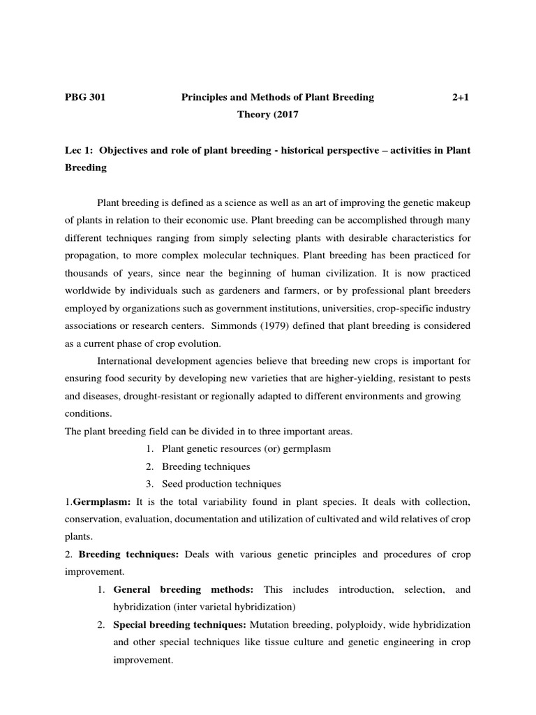 PBG 301 Complete. | PDF | Plant Breeding | Agriculture
