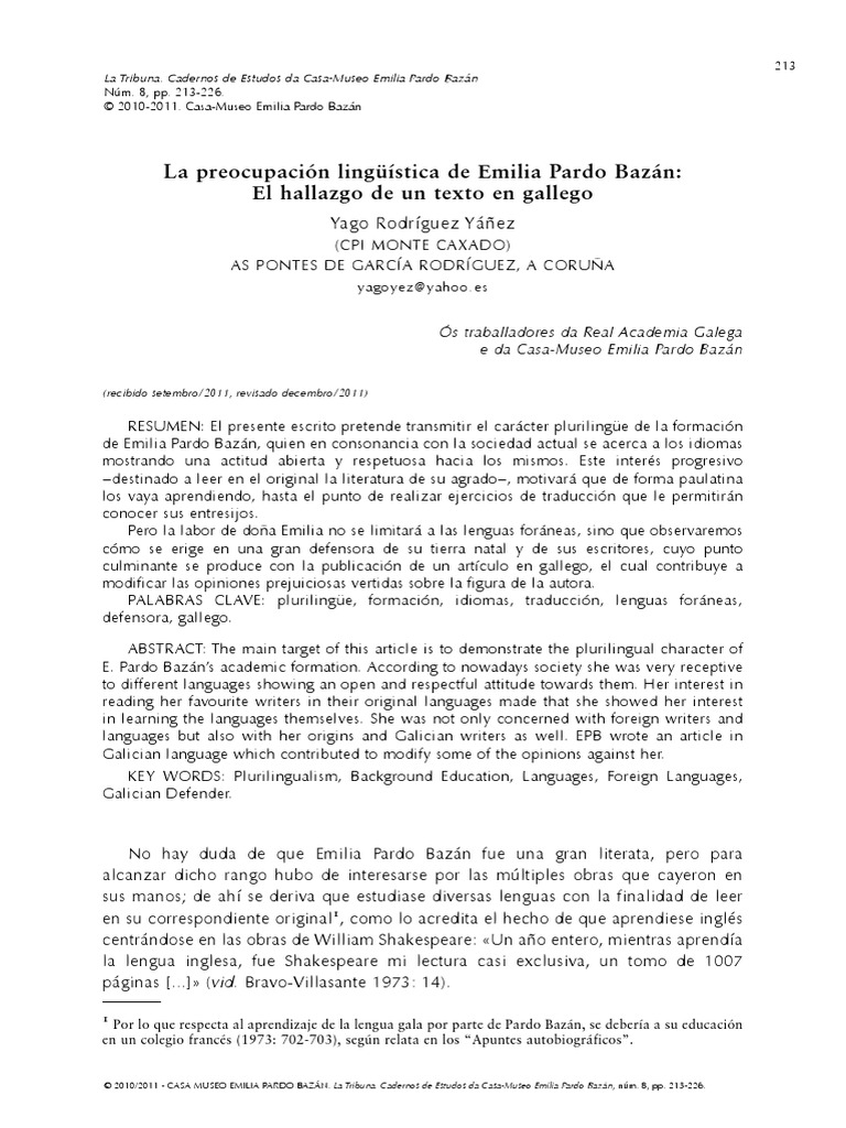 Texto en Gallego de Pardo Bazán | PDF