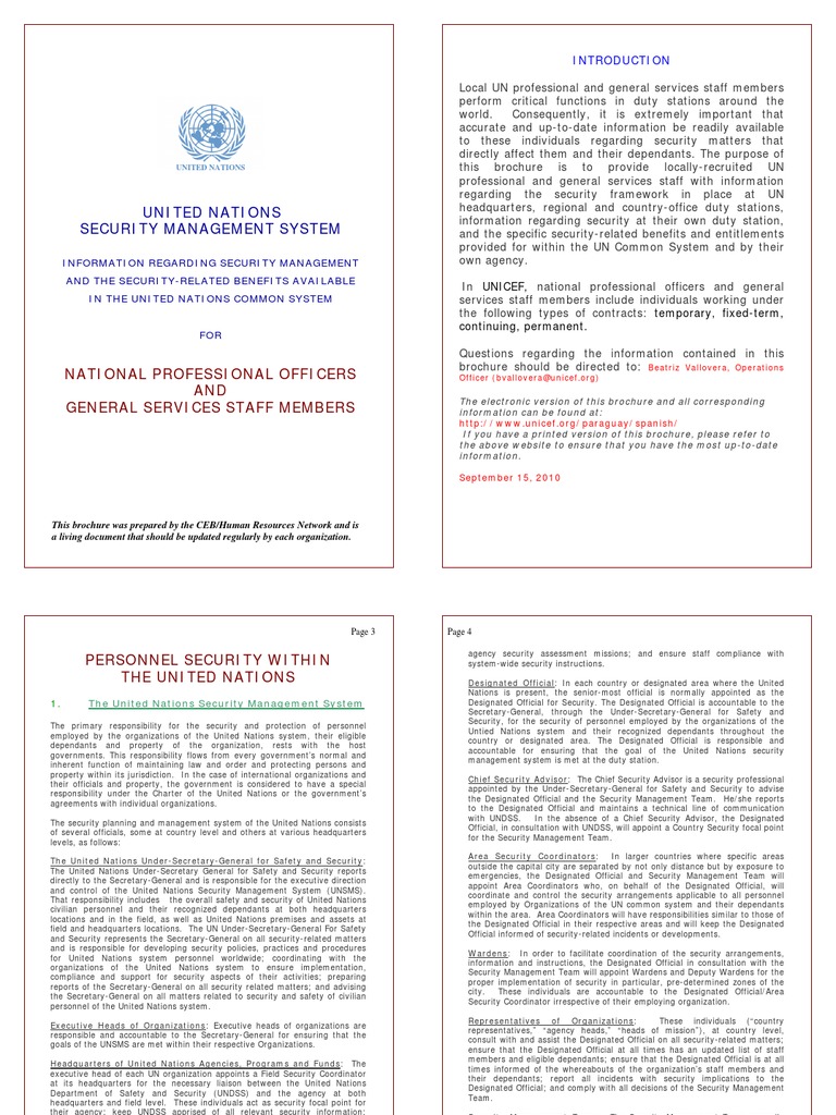 UNICEF Security Management Overview | PDF | United Nations ...