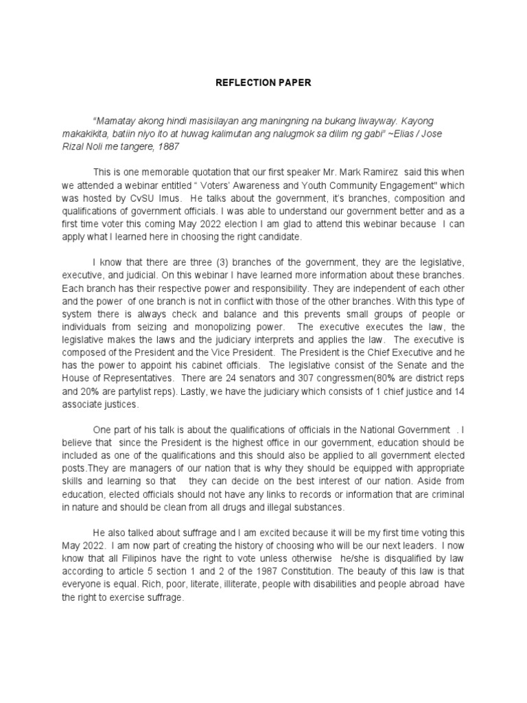 Reaction Paper | PDF | Suffrage | Elections