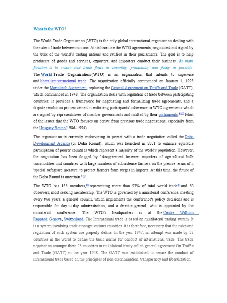 An Overview of the World Trade Organization: Its Purpose, Functions and ...