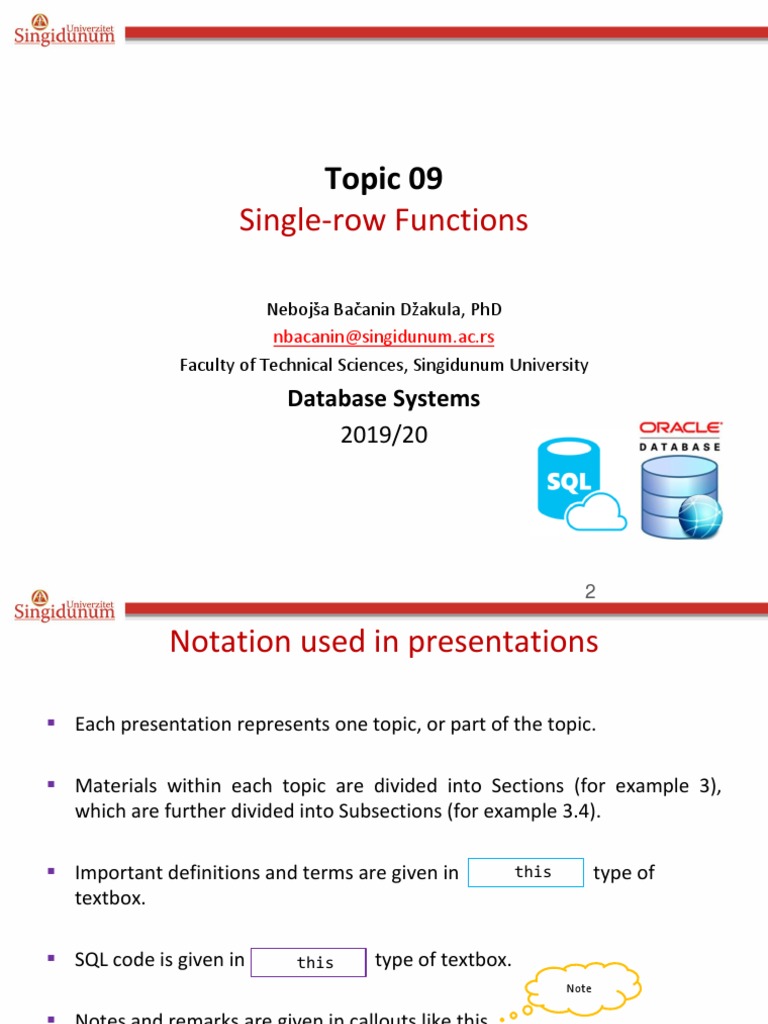 09 Single-Row Functions | PDF | Parameter (Computer Programming) | Sql