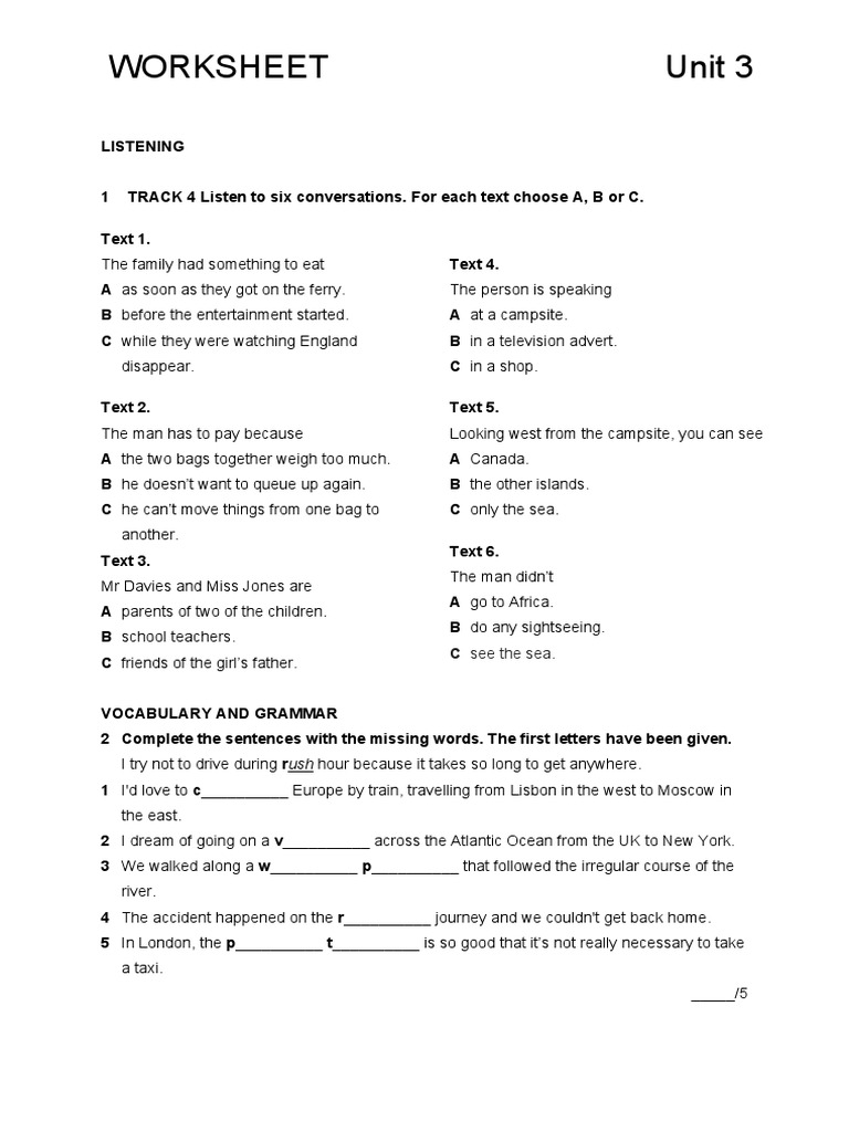 Worksheet Unit 3: C See The Sea | PDF | Foreign Language Studies ...
