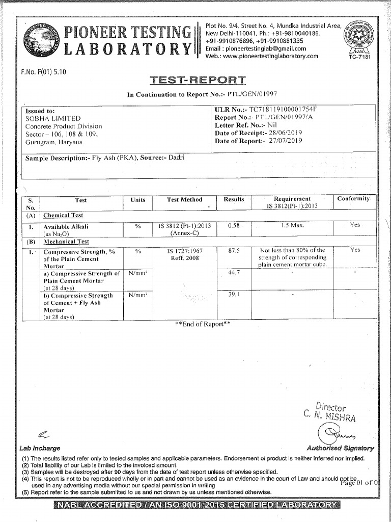 2-1 - Extracted - Pioneer NABL Lab Report | PDF