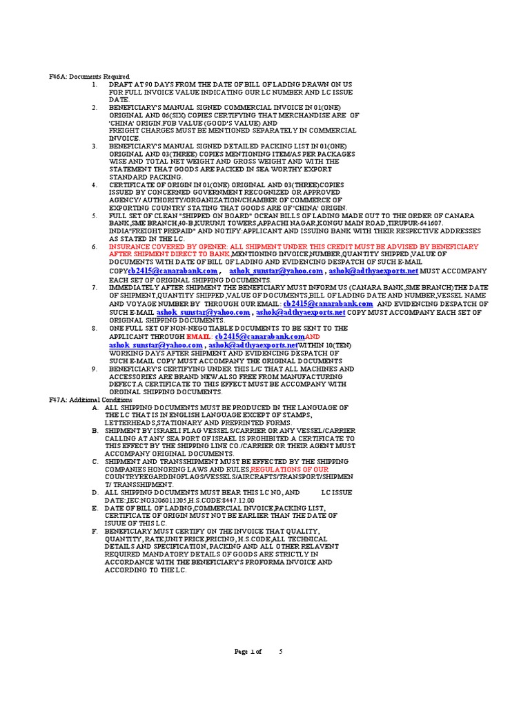 Import - LC Draft | PDF | Cargo | Bill Of Lading