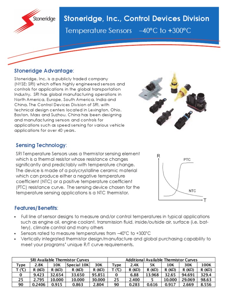 Stoneridge Temperature Sensor Solutions | PDF | Applied And ...