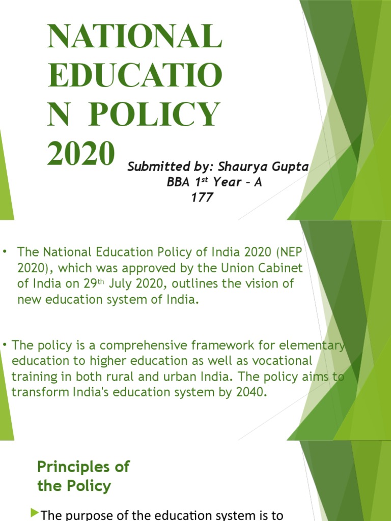 Overview of India's National Education Policy 2020 | PDF | Academic ...