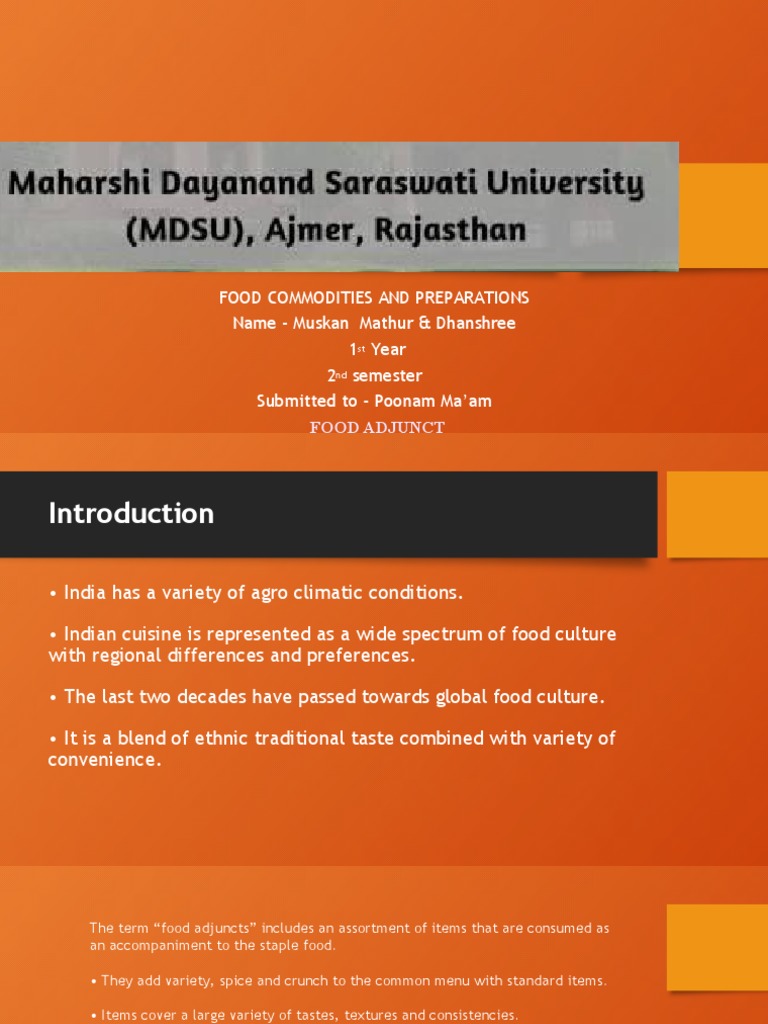 Indian Food Adjuncts Overview | PDF | Spice | Drink