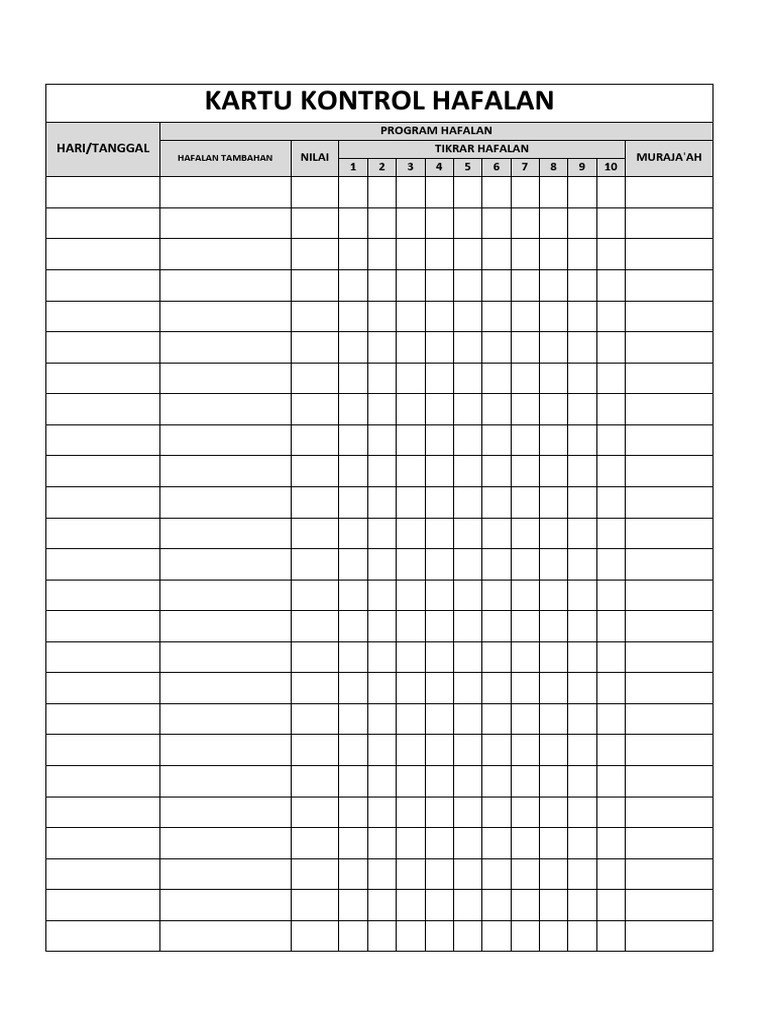 Kartu Hafalan | PDF