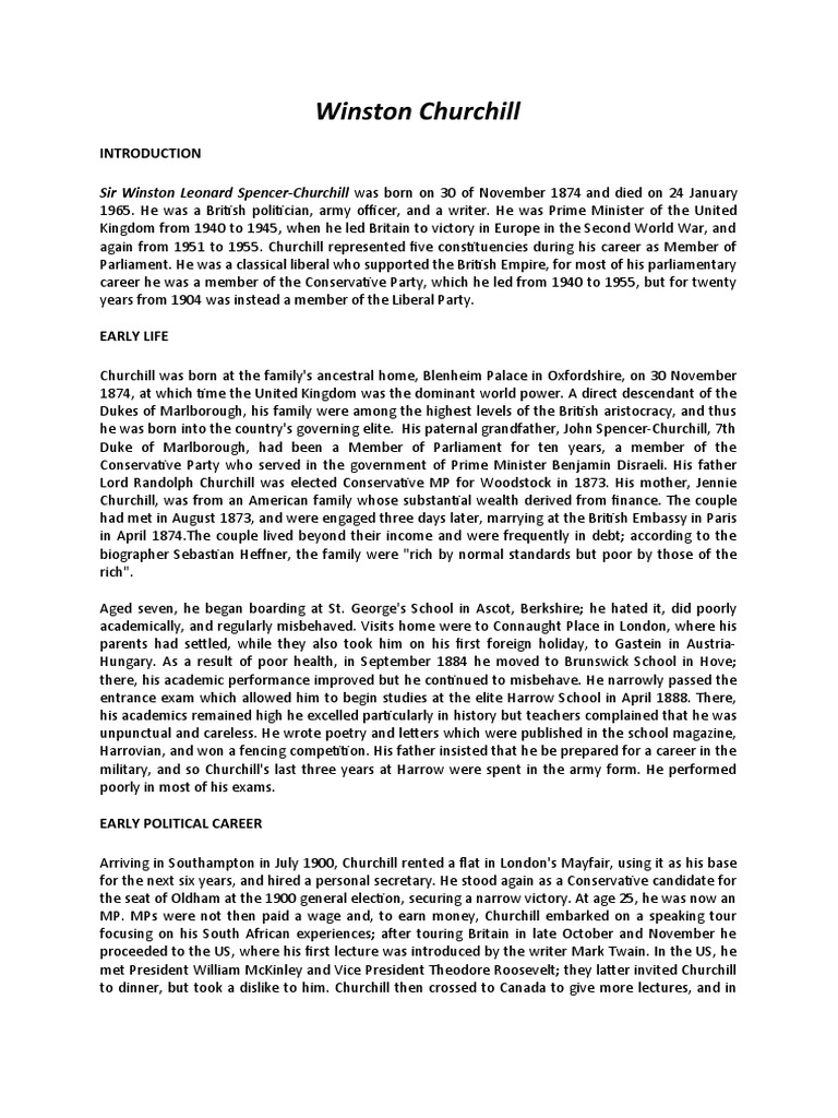 Winston Churchill: Sir Winston Leonard Spencer-Churchill Was Born On 30 ...