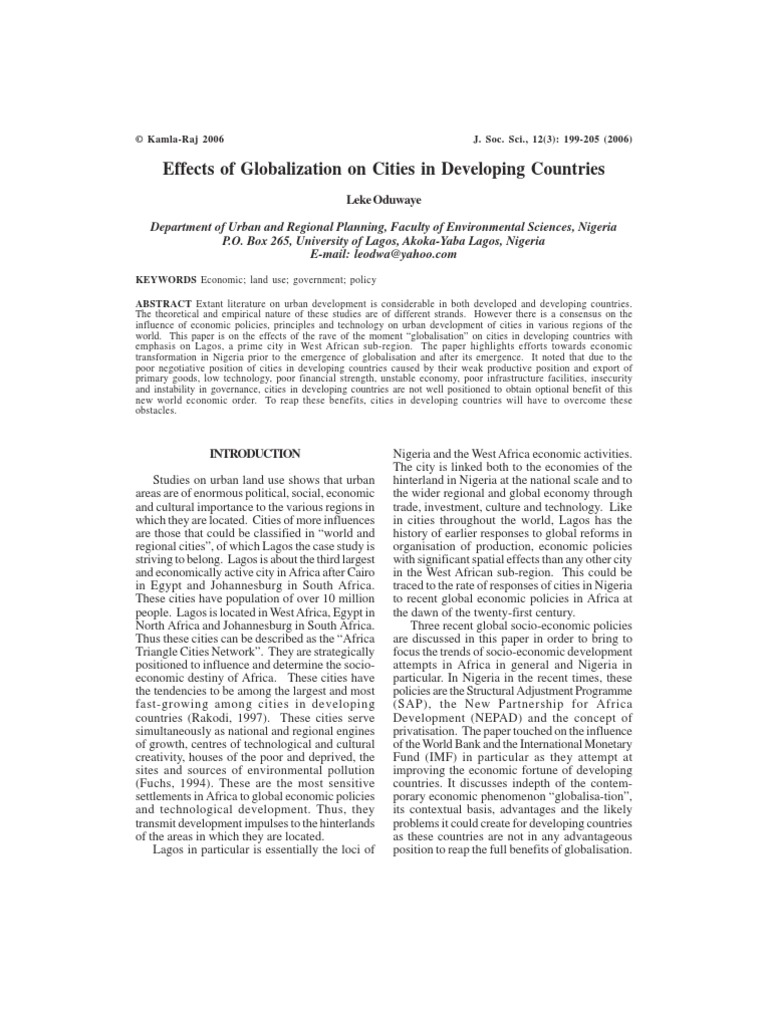 Effects of Globalization On Cities in Developing Countries | PDF ...