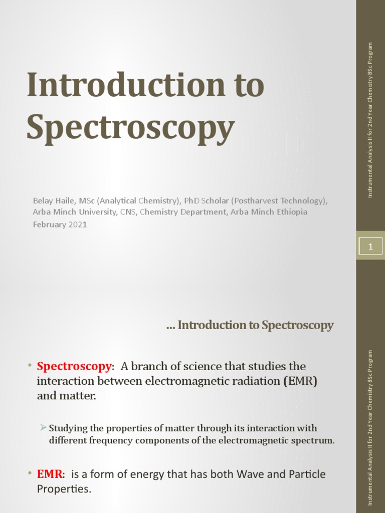 Lecture 1 - Introduction To Spectros | PDF | Electromagnetic Radiation ...