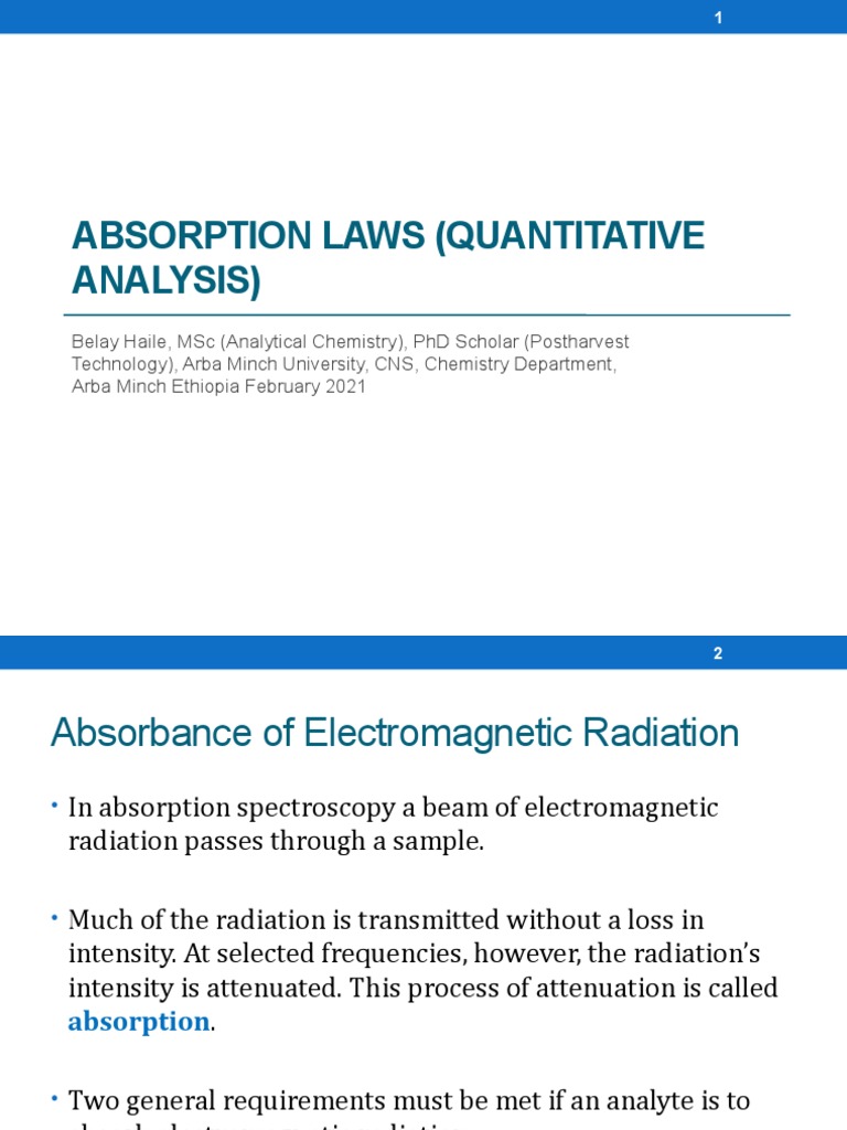 Lecture 3 - Absorption Laws | PDF | Absorbance | Electromagnetic Radiation