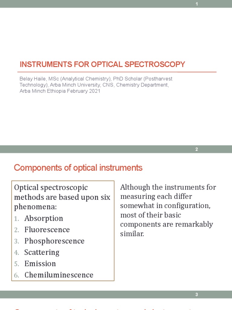 Lecture 2 - Instruments For Optical Spectros | PDF | Absorption ...