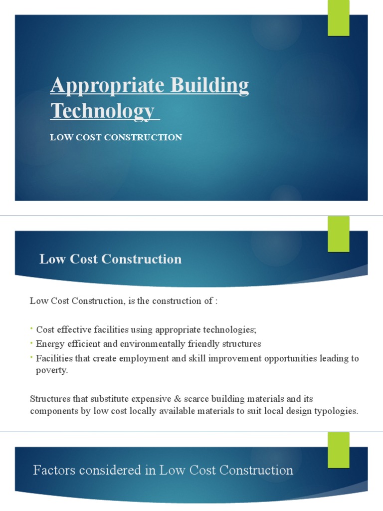 Appropriate Building Technology Lecture 1 | PDF | Affordable Housing ...